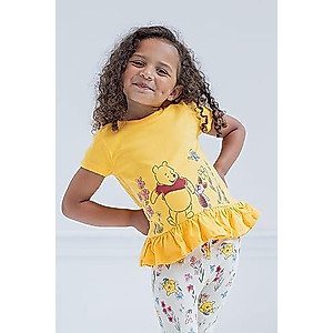 Disney Piglet Winnie the Pooh Infant Baby Girls T-Shirt and Leggings Outfit Set Floral Yellow/Pink 18 Months