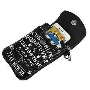 Small Crossbody Cell Phone Purse for Women, Girls, Ladies, Universal Multipurpose Vintage Skeleton Magic Board Black Cell Phone Wallet Purse with Shoulder Strap