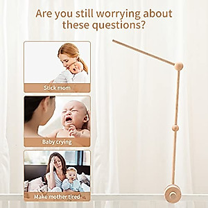 Baby Crib Mobile Holder - Wooden Mobile Arm for Crib,Crib Mobile Arm,Mobile Crib Hanger (Wooden Arm)