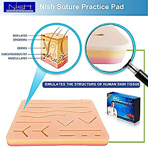 Suture Training Pad Suture Kit Practice Kit for Medical Dental Vet Training Students, Including Large Silicone Pad,Tool Kit with Needles-Demonstration Purpose Only