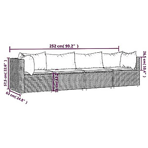 Makastle 4 Piece Outdoor Patio Sofa Patio Furniture Set Rattan Sectional Sofa PE Wicker Patio Conversation Set Outdoor Couch Outdoor Sofa for Garden Backyard Lawn, Brown