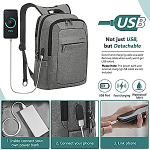 KOPACK Laptop Backpack, 15.6 Inch Slim Anti-Theft Laptop Backpack with USB Charging Port, Functional Travel Business College Commute Backpack, with Multiple Compartments for Men Women High Schoolers