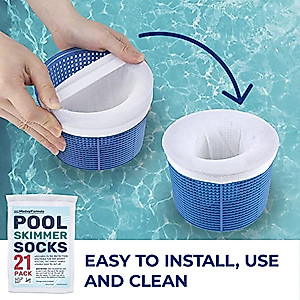 MadayFormula 21 Pack of Pool Filter Socks to Protect Your Water Filtration System, Hot Tubes, and Spas, Ultra Fine Mesh Pool Skimmer Basket Sock to Catch The Finest Debris in Pool