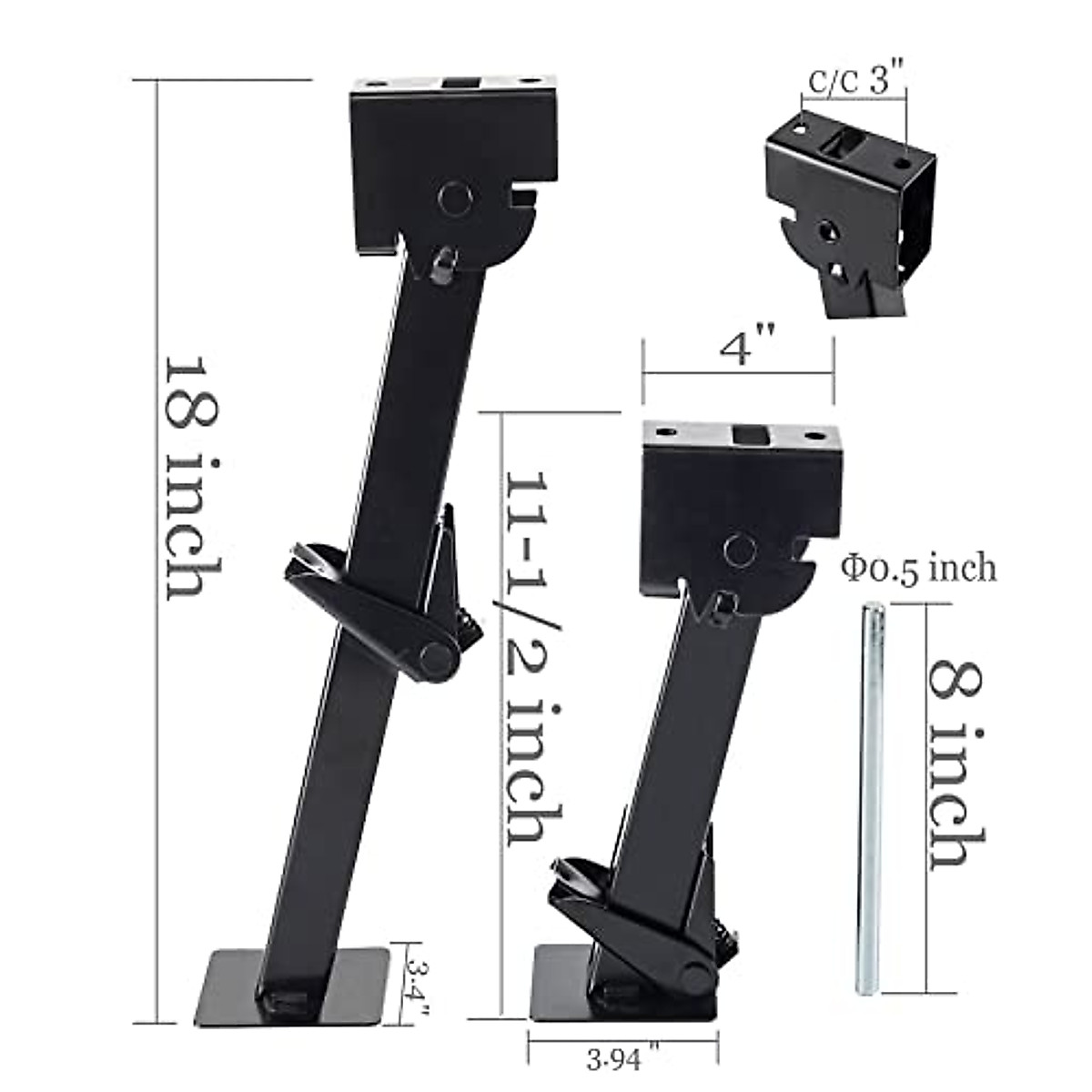 Set of 2 Trailer Stabilizer Leveling Jacks Folding Telescoping Legs for Travel RV Camper - 1000lbs Capacity Each