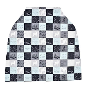 Lemida Car Seat Nursing Cover Shopping Cart Cover High Chair Cover 4 in 1 Carseat Canopy Nursing Breastfeeding Cover for Baby Boys and Baby Girls (Grey&Green)