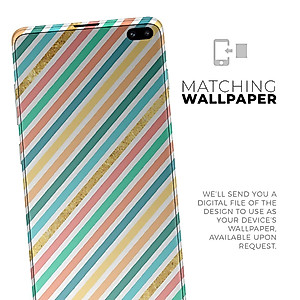 DesignSkinz Tropical Summer Gold Striped v1 Protective Vinyl Decal Wrap Skin Cover Compatible with The Samsung Galaxy S20 (Screen Trim & Back Glass Skin)