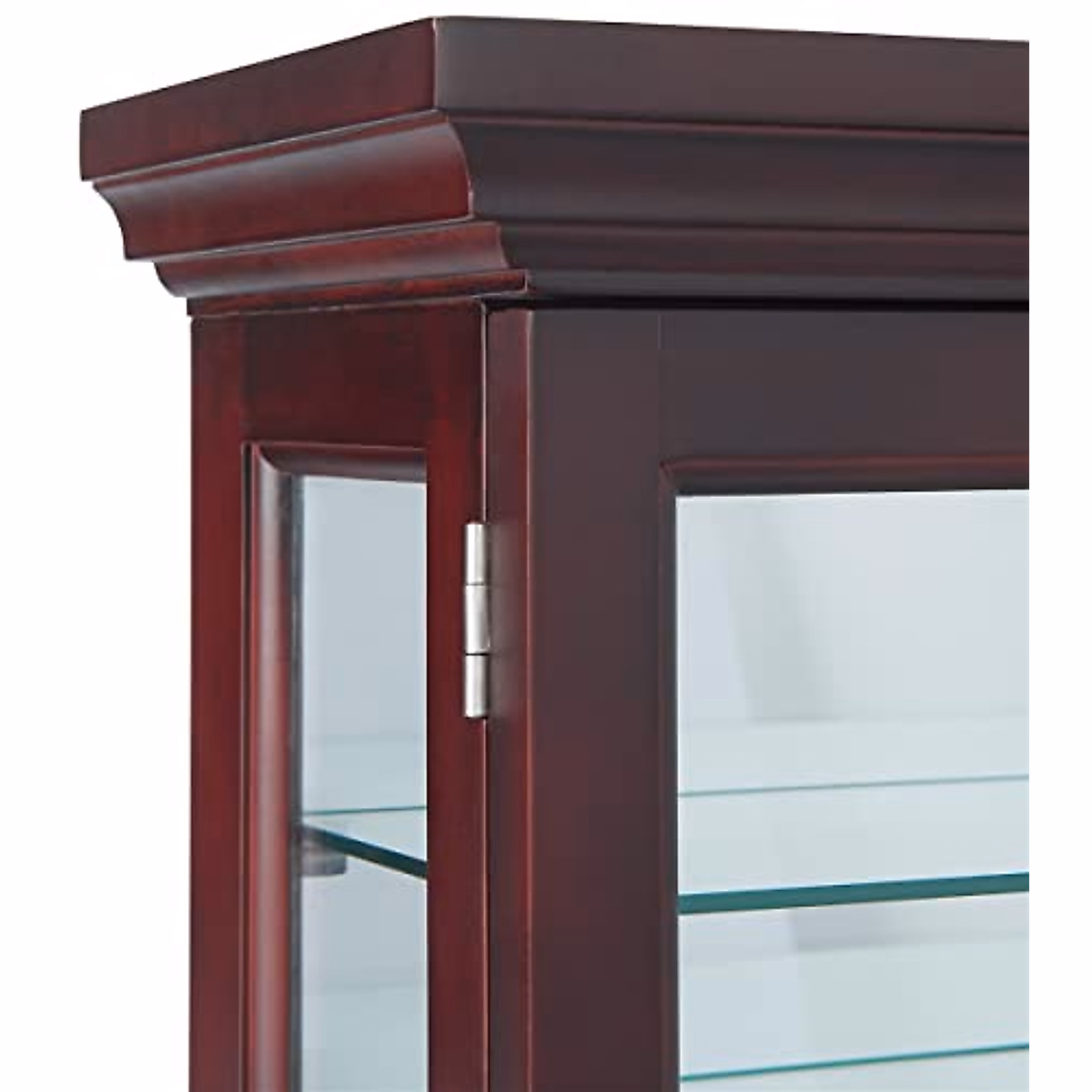 Displays2go 34" Countertop/Wall Mount Display Case, Adjustable Shelves, Locking - Mahogany (DCC3422MH2)