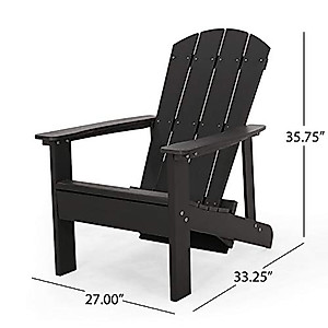 Christopher Knight Home Sampson Outdoor Adirondack Chair with Retractable Ottoman (Set of 2), Black