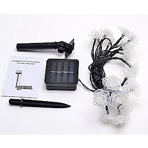 chuangsheng Premium Quality Solar String Light, 20 LED Waterproof Rose Solar Fairy String Lights for Christmas Garden Patio Wedding Party Fence Window and Home Holiday Festival Decorations (White)