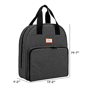 CURMIO Embroidery Bag, Portable Embroidery Project Storage for Embroidery Hoops, Floss, and Cross Stitch Supplies, Bag ONLY, Black (Patented Design)