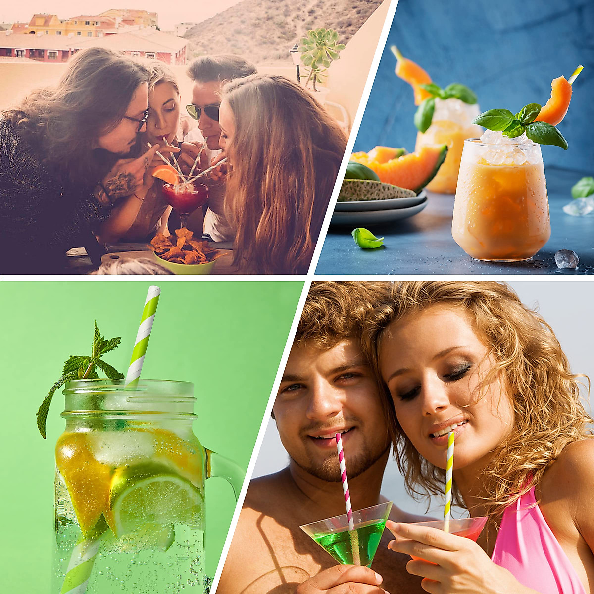 Paper Straws,200 Pcs Paper Drinking Straws For Wedding Party Restaurant Juice, Coffee Cold Drinks, Dessert and DIY Decoration (Stripe)