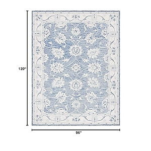 SAFAVIEH Micro-Loop Collection Area Rug - 8' x 10', Blue & Ivory, Handmade Wool, Ideal for High Traffic Areas in Living Room, Bedroom (MLP536M)