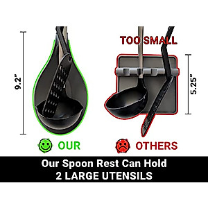 Silicone Spoon Rest for Stove Top – Set of 2 | HEAT RESISTANT | EASY – CLEAN Silicone Spoon Holder for Stove Top | Nonstick Sturdy Silicon Spoon Rest for Kitchen Counter | HOLDS 2 LARGE UTENSILS