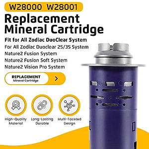 Replacement for Nature2 Duoclear 25 35 Mineral Cartridge W28000 W26000 for All Zodiac Duoclear Fusion, Fusion Vision, Vision Pro Above Ground Inground Pool Sanitizers, for up to 35,000 Gallons Pool