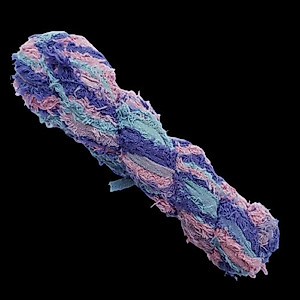 Recycled Cotton Frizz Ribbon,Weaving,Crochet, Cotton Yarn, Cotton Ribbon,Raw Edge Ribbon,Wrapping 100 Gram Hank Blue Pink Mix Color(1 Hank) (Blue Pink)