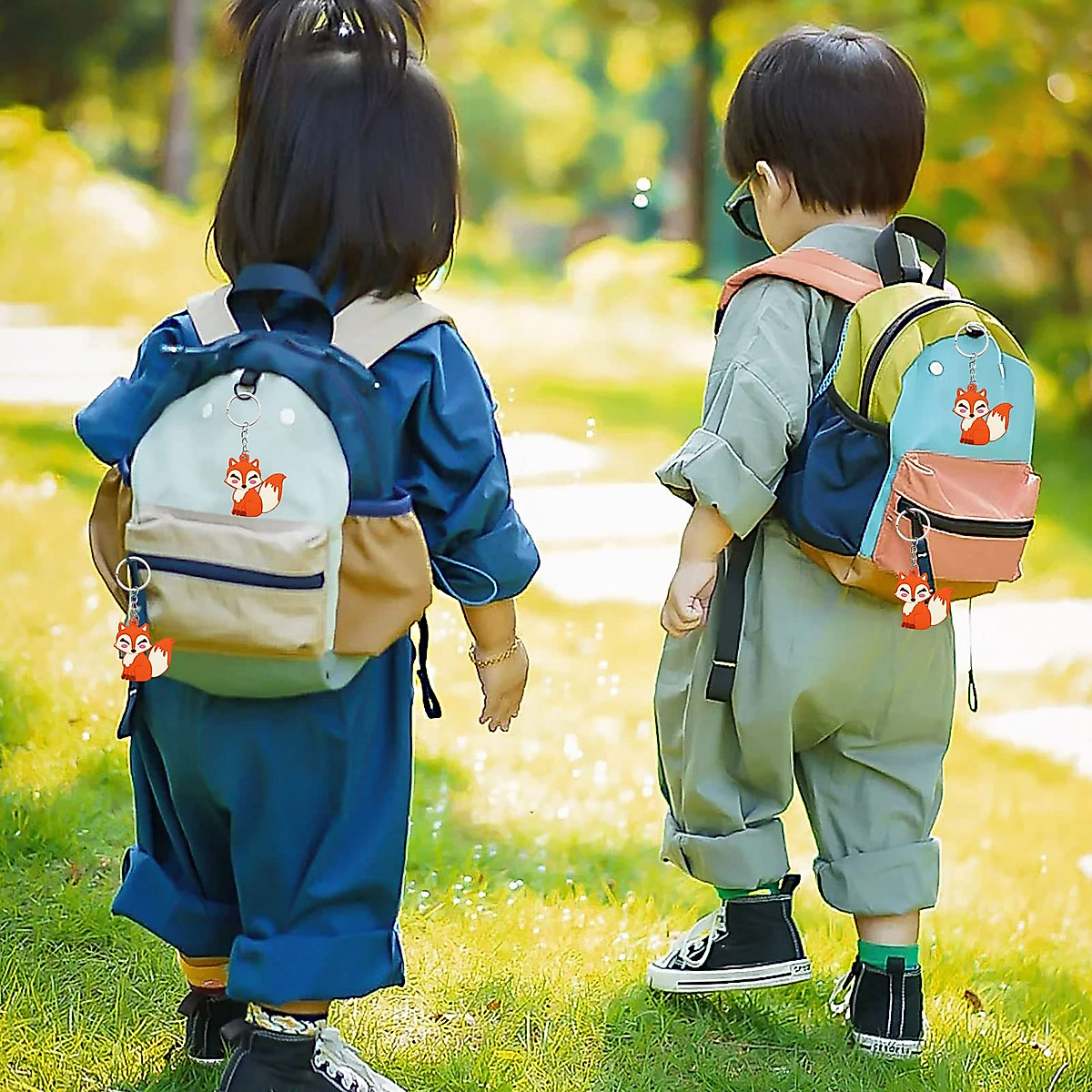 Elecrainbow 40 Pack Fox Keyring Pack Party Favor for Woodland Party, Camp Baby Shower, Stay Clever Themed Kids Birthday, Wild ONE First Birthday, Gender Reveal