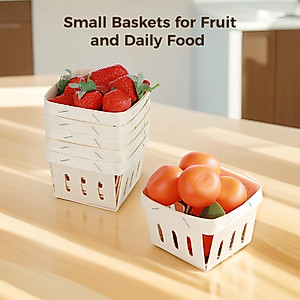 Tideme 30 Pcs Mini Wooden Baskets 4 x 4 x 2.6 Inch Square small Berry Basket Woven Vented Storage Container Harvest Basket for Picking Fruit, Crafts, Gifts (Log Color)