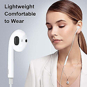 XNMOA Wired Earbuds for iPhone 14 13 12 11 Pro Max with Mic, in-Ear Wired Earphones with Stereo Bass,Wired Headphones for iPhone with Volume Control&Support Call,Support All iOS,White