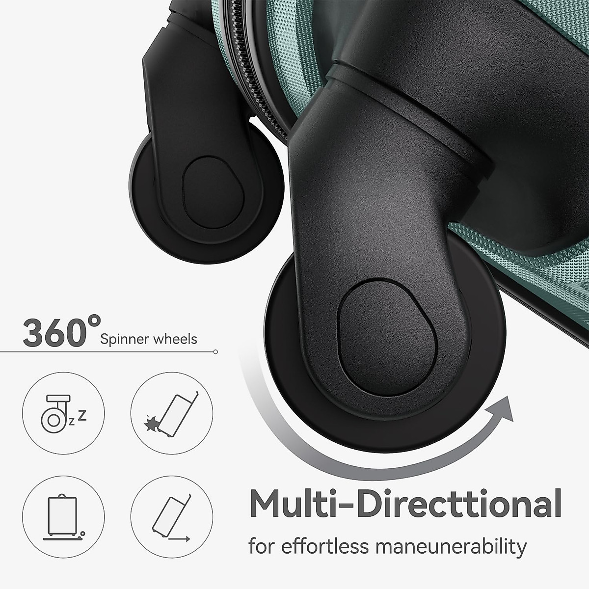 Strenforce 3 Piece Set Suitcase Spinner Wheels ABS Lightweight Luggage Sets with TSA Lock, mint green