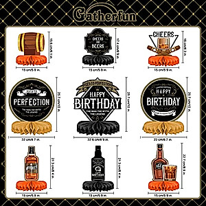 Whiskey pattern Birthday Party Decorations for Men Aged to Perfection Table Centerpiece Whiskey Honeycomb Table Toppers for 30th 40th 50th 60th 70th 80th Birthday decorations