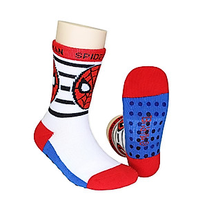 Marvel Super Hero Adventures Spider-Man Baby Toddler Boys 6 pack Socks with Grippers (5-7 yrs, Red/Blue)