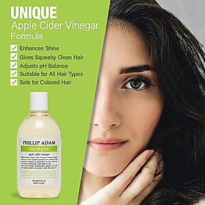 Phillip Adam Apple Cider Vinegar Shampoo for Shiny Hair - Sulfate Free and Paraben Free - Original Green Apple Scent - 12 Ounce
