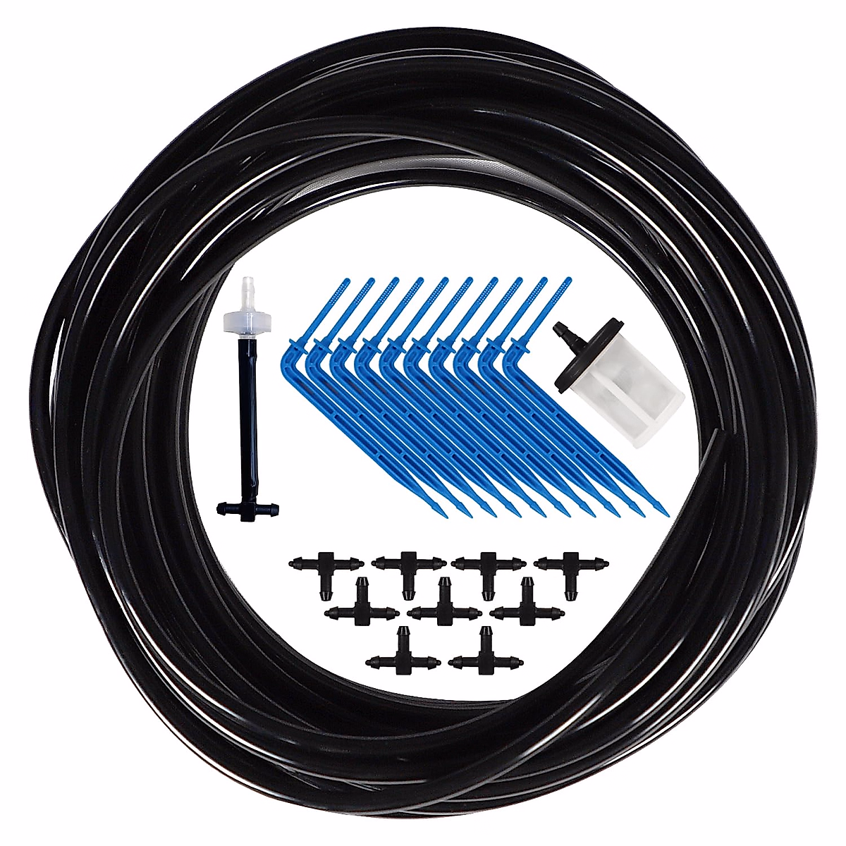 Solar Automatic Drip Irrigation Kit System, JIYANG Solar Powered Auto Easy DIY Watering Device Supported Pots Plants, 6-12 Timing Modes With Anti-Siphoning Device (Expansion Kit/Extra Accessories Kit)