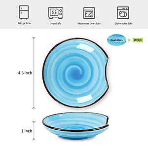 Selamica Ceramic Spoon Rest for Stove Top, 4.6 Inch Cooking Spoon Holder for Kitchen Counter, Stackable Utensil Rest Holder for Spatula, Ladles, Tong, Coffee Spoon, Gift, Set of 4, Gradient Blue