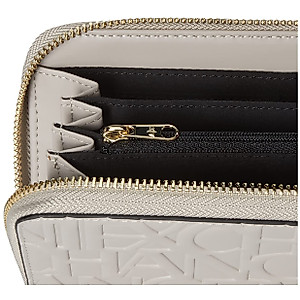 A|X ARMANI EXCHANGE womens All Over Logo Zip Wallet Wristlet Wrislet bag, Noise, One Size US