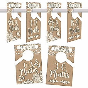 6 Hanger Dividers Baby Closet Size Dividers - Rustic Baby Closet Dividers, Baby Closet Organizer For Nursery Organization, Baby Essentials For Newborn Essentials, Nursery Closet Dividers Girl or Boy