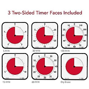 TIME TIMER MAX - Extra-Large 17" Visual Analog Timer, 8-Duration Settings, Interchangeable Faces, Optional Alert, No Loud Ticking - for Kids Classroom Homeschooling and Teacher Tool (Black)