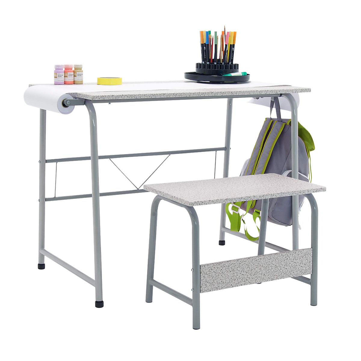 SD Studio Designs Project Center, 55128 Craft Table Play Desk with Bench, Grey, 37.75"W x 21.75"D x 28"H,Grey