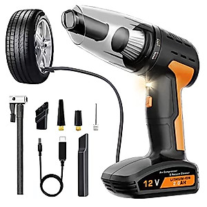 EDS FAM Wireless Handheld Car Vacuum Cleaner Rechargeable Air Pump Cordless Portable Tire Inflator Detailing Vacuum Cleaner for Car Dust Buster