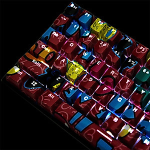 UniCusMech ABS Keycaps 104 Keys OEM Profile Gaming Keycap Set Backlight Frosted Thickened for Cherry MX Gateron Kailh Switch Mechanical Keyboard(Red)