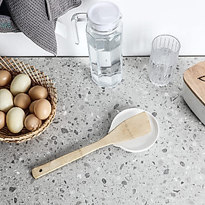 GDCZ Ceramic Spoon Rest for Stove Top 5 Inches Large Spoon Holder for kitchen Counter, Coffee Spoon Rest, Cooking Utensil Rest, Kitchen Accessories, Dishwasher Safe, Set of 1,White