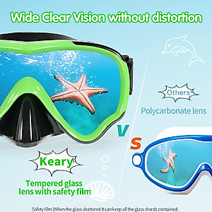 Keary Kids Swim Goggles Swimming Mask Goggles for Kids Boys Girls Toddler Youth 6-14 4-7 3-6, No Leak Anti-Fog Clear Goggles Kids Water Pool Underwater Swimming Goggles with Nose Cover Swim Glasses