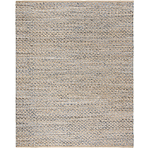 SAFAVIEH Cape Cod Collection Area Rug - 9' x 12', Blue & Natural, Handmade Boho Braided Jute, Ideal for High Traffic Areas in Living Room, Bedroom (CAP305M)