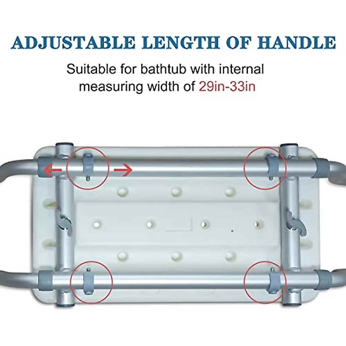 Timisea Bath Bench, Portable Bath Seat Shower Chair Shower Stool for Disabled, Senior Shower Safety Seating Elderly Shower | Transfer Bench for Bathtub, Fits Most Bath Sizes | with Non-Slip Surface