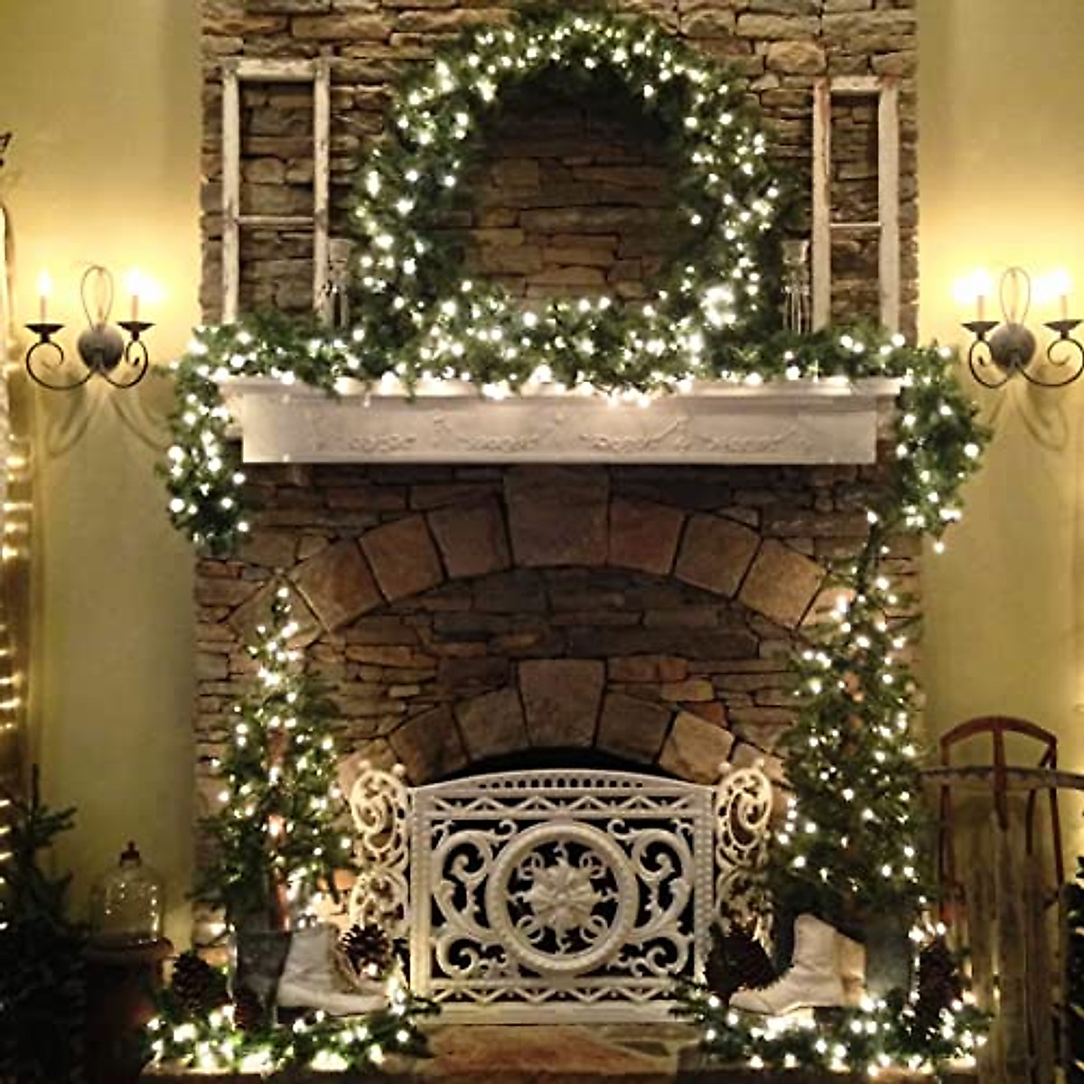 MEIMEI LIGHTING 5mm Christmas Lights Battery Operated 16ft 50 LED String Lights with Remote Timer 8 Modes for Indoor Outdoor Party Garden Wreath Christmas Decor (White) (‎‎MM-LED-RBL-5MM-5M-50L-W)