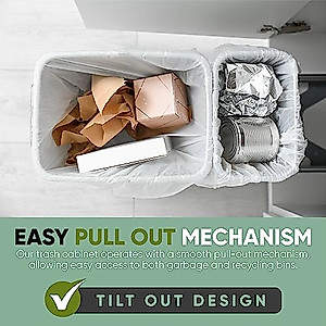 Kitchenflex Cabinet Trash Can Pull Out Kit-Bin Not Included| Space-Saving Cabinet Solution with Easy Installation | Efficient Waste Management| Pull Out Garbage Can for Kitchen Cabinet