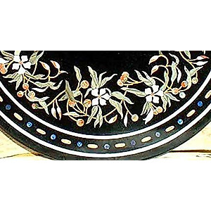 24" X 24" inch Marble Dining Table Pietra Dura Inlay Floral Marquetry Design Living Room Table, Conference Table, Office Table