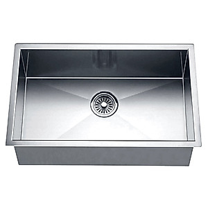Dawn DSQ241607 Undermount Square Single Bowl Sink, Polished Satin