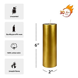 Zest Candle Pillar Candle, 2 by 6-Inch, Metallic Bronze Gold
