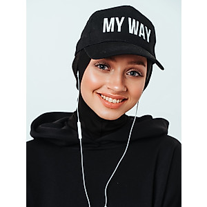 VeilWear Instant Hijab for Headphones and Glasses, Sport Head Scarf, Ready to wear Muslim Accessories for Women (Black)