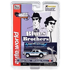 Auto World SC372-4 The Blue Brothers Chicago Police 1974 Monaco HO Scale Electric Slot Car