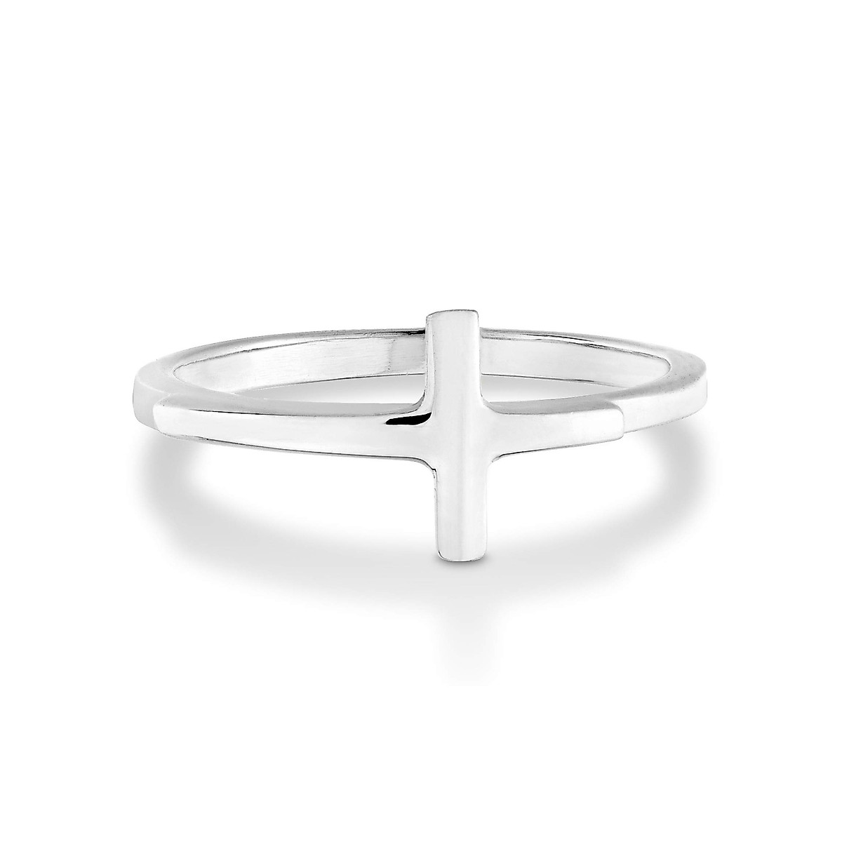 Miabella 925 Sterling Silver or 18K Gold Plated Sideways Cross Ring for Women Made in Italy (sterling silver, 6)