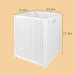Laundry Basket, Hampers for Laundry, Folding Laundry Baskets Organizer Dirty Clothes Hamper Plastic Foldable Laundry Bin Corner Clothing Hamper, Towel Hamper for Wet Towels 48L (White, 1pc)