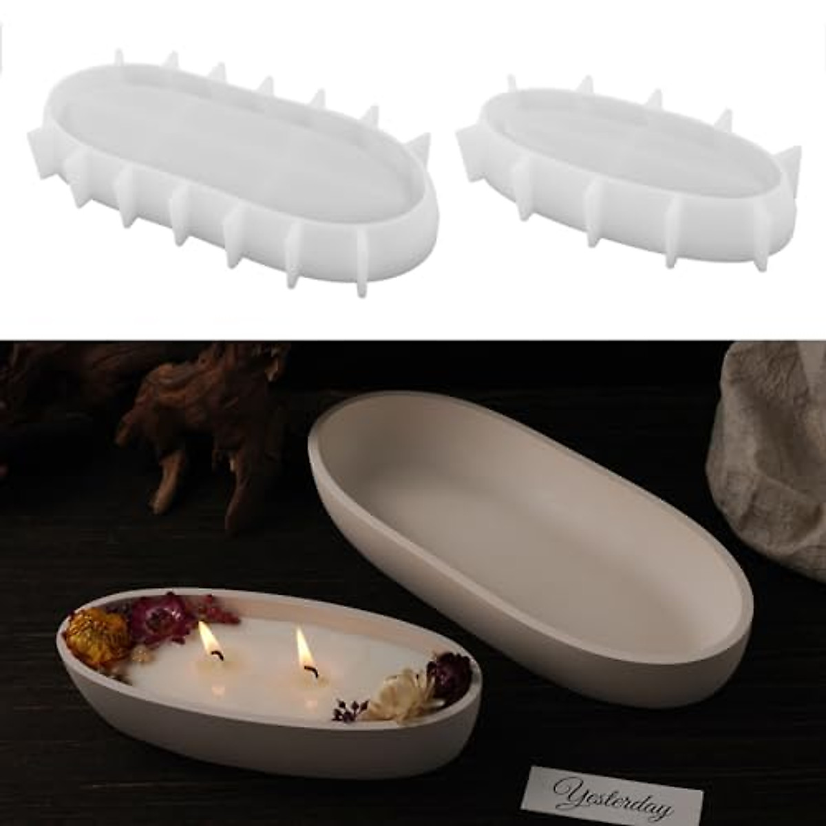 AOOOWER DIY Storage Tray Mold Jewelry Container Resin Casting Mold DIY Candle Holder Mould Simple Boats Tray Mold Easy to Clean