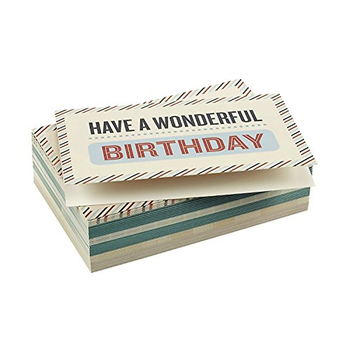 48 Pack Happy Birthday Cards Boxed with Envelopes Bulk, 6 Assorted Blank Retro Party Designs 4x6