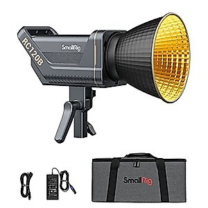 SmallRig RC 120B 120W Bi-Color Cob Video Light 52800Lux@1m 2700K-6500K On-Board and SmallGoGo App Control, TLCI 96+ CRI 95+,9 Lighting Effects Support AC Adapter & 14.4V/26V V-Mount Battery-3471